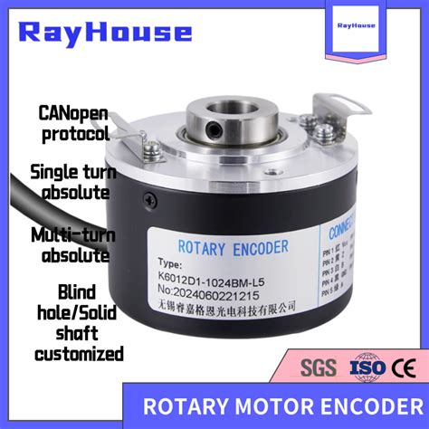Canopen Multi Turn 12 13 Bits Absolute Rotary Motor Encoder 50mm For Motor And Textile Machines