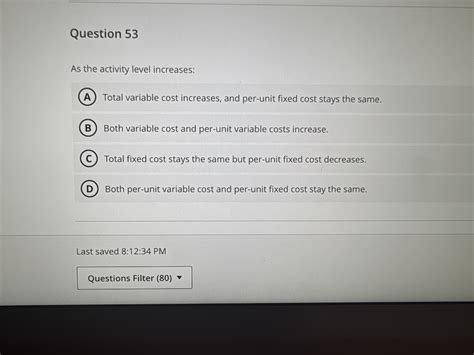 solved question 53as the activity level increases total
