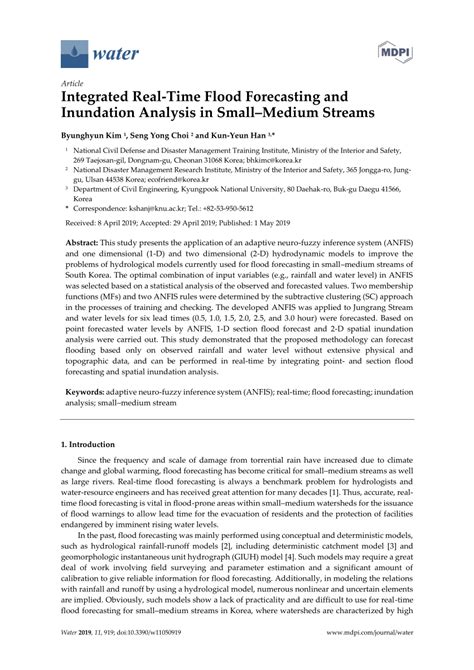 Pdf Integrated Real Time Flood Forecasting And Inundation Analysis In Smallmedium Streams