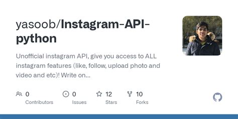 Github Yasoob Instagram Api Python Unofficial Instagram Api Give You Access To All Instagram