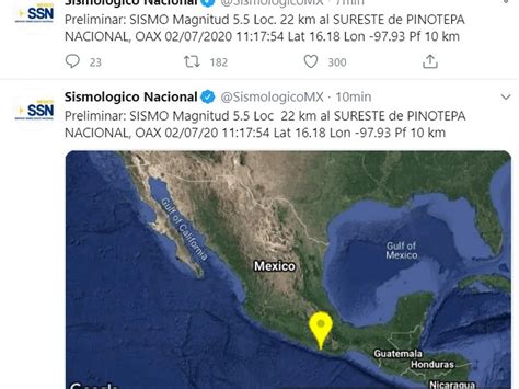 Sismo De 55 Grados Con Epicentro En Pinotepa Nacional Se Percibió En