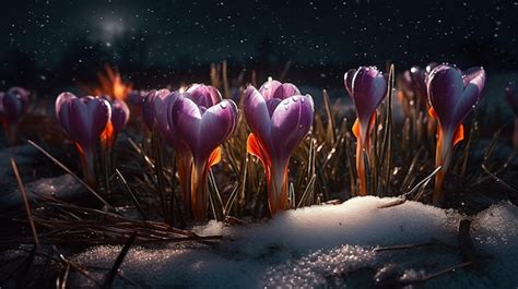 Premium Ai Image Crocus Flowers Growgenerative Ai