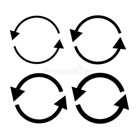 Four Circular Arrow Icons Black Recycle Symbols Vector Elements