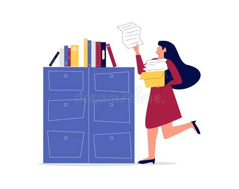 Office Worker Taking An Highlighted Folder In The Archive Database Administration And File