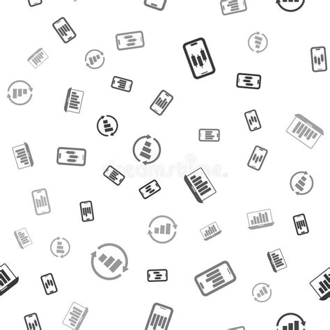 Set Mobile Stock Trading With Graph Laptop Chart And Graph Infographic On Seamless Pattern