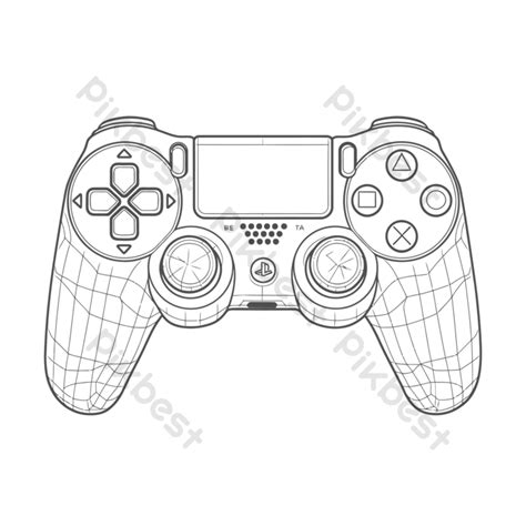 Outline Sketch Playstation Controller Template Vector Drawing File Png