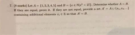 Solved 7 8 Marks Let A 12345 And B X∈n∣x2