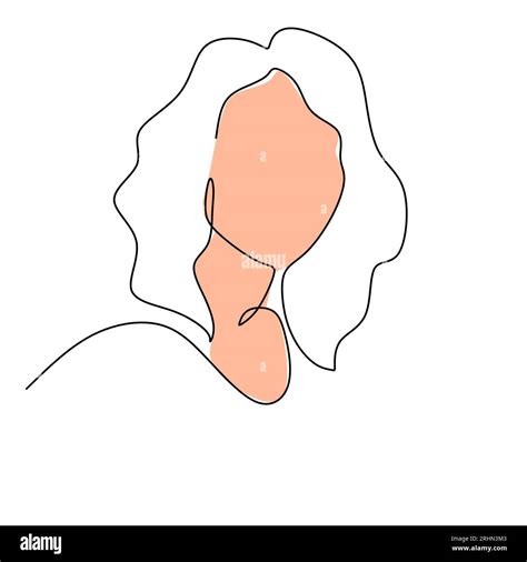 One Continuous Single Line Of Surreal Abstract Woman Face Isolated On White Background Stock