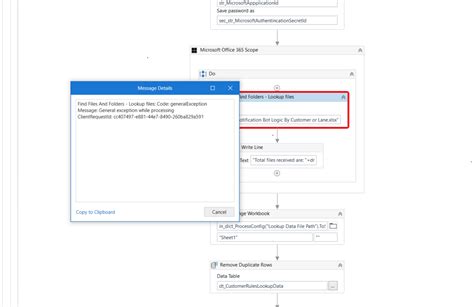 Find Files And Folders General Exception While Processing Activities