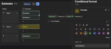 conditional format if two columns contain the same text coda maker