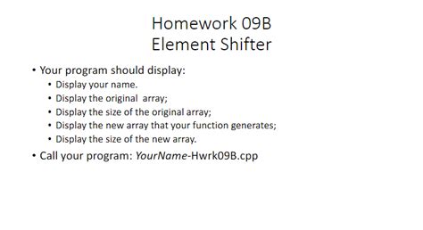 Solved Homework 09b Element Shifter • Write A Function That