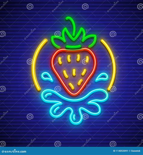 Strawberry Neon Sign For Sex Shop Stock Vector Illustration Of Luminescence Club 114053091