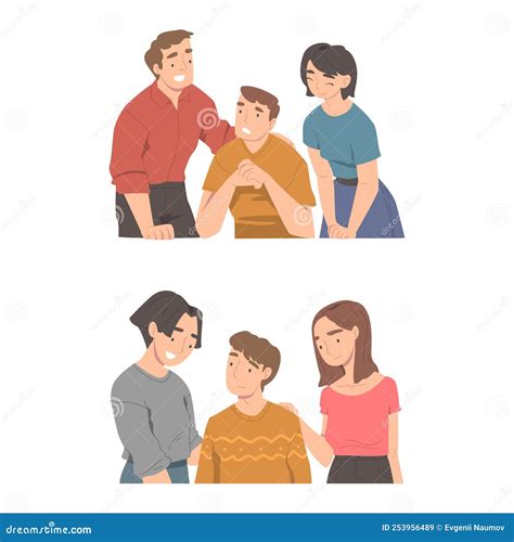 试图安慰和鼓励悲伤的朋友的朋友 同情心和同情心的卡通矢量图插图 向量例证 插画 包括有 男人 查出 253956489