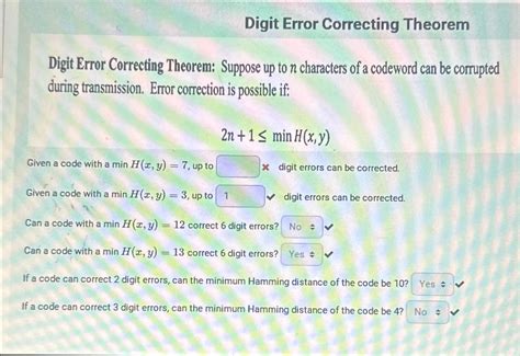Solved Digit Error Correcting Theoremdigit Error Correcting