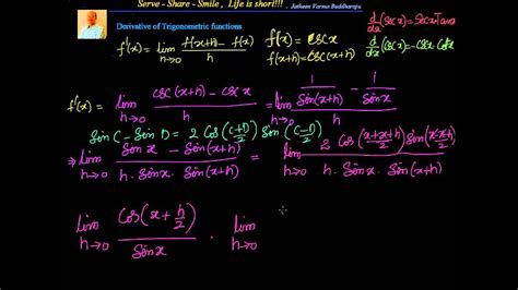 Calculus Differentiation Derivative Of Csc X From First Principle Youtube