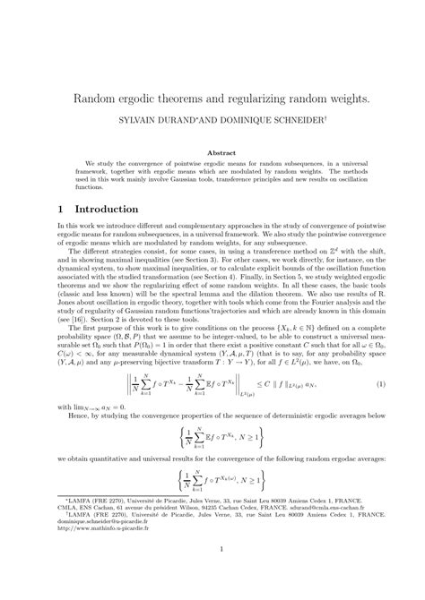 Pdf Random Ergodic Theorems And Regularizing Random Weights