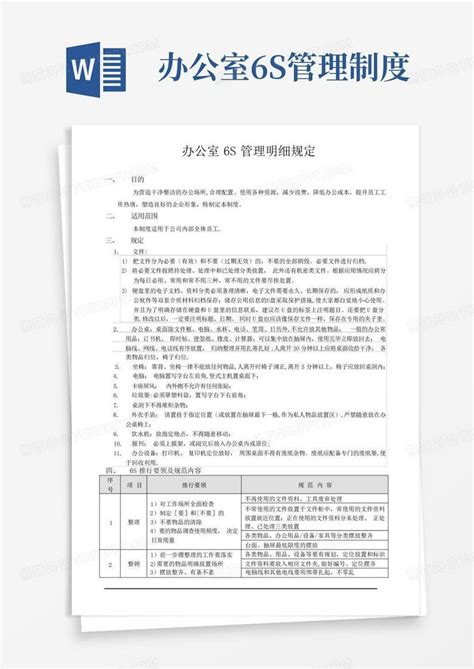 办公室6s管理制度word模板下载 编号lgbrpdkk 熊猫办公