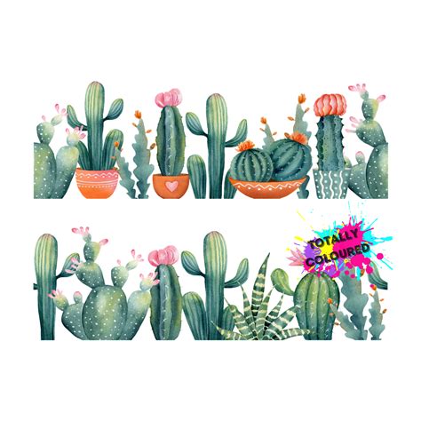Cactus Borders Sticky Sheet Totally Coloured