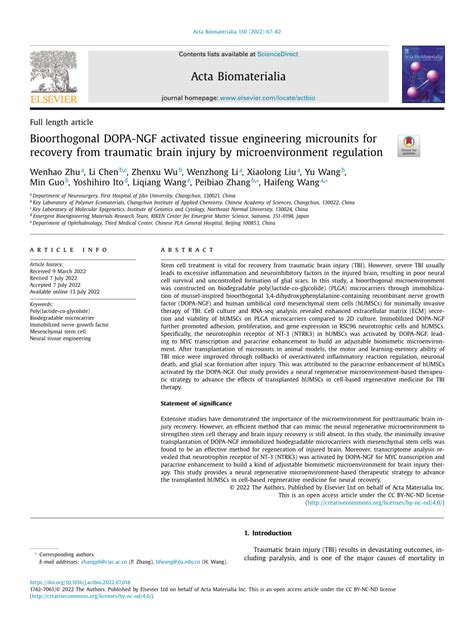 Pdf Bioorthogonal Dopa Ngf Activated Tissue Engineering Microunits