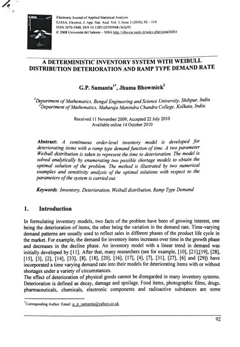 Pdf A Deterministic Inventory System With Weibull Distribution Deterioration And Ramp Type