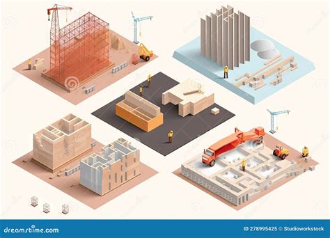 A Construction Site With Isometric And Axonometric Projections Showing The Various Work Stages
