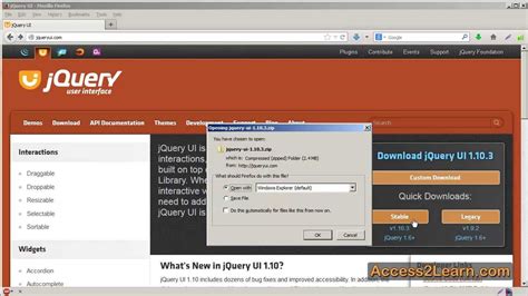 downloading jquery ui to use a local copy youtube