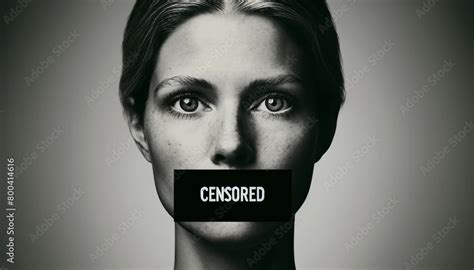 A Womans Face With Her Mouth Covered By A Black Box Labeled Censored