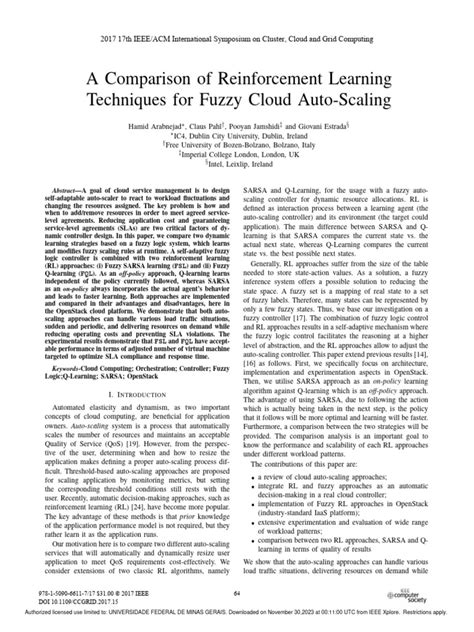 a comparison of reinforcement learning techniques for fuzzy cloud auto scaling pdf fuzzy