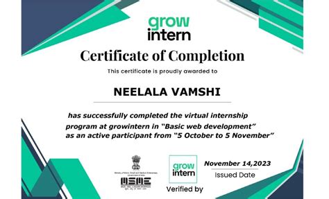 completed my webdevelopment project at growintern neelala vamshi posted on the topic linkedin