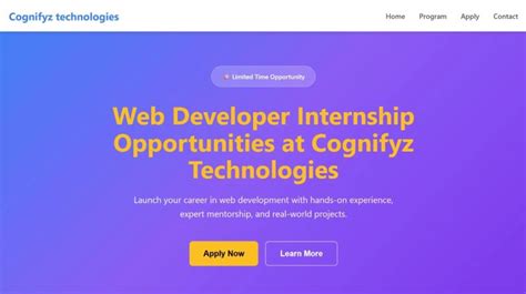 Internship Project Learning Technology Growth Webdevelopment Webdevelopment Cognifyz