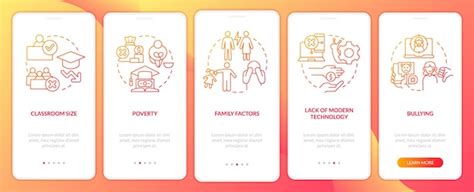 Premium Vector Public Schools Challenges Red Gradient Onboarding Mobile App Screen