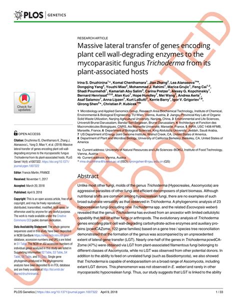 Pdf Massive Lateral Transfer Of Genes Encoding Plant Cell Wall Degrading Enzymes To The