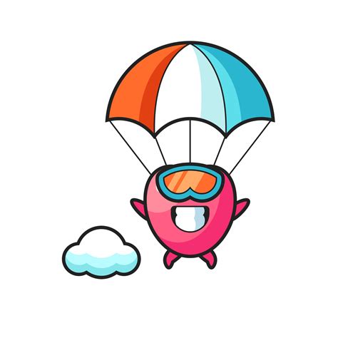 Heart Symbol Mascot Cartoon Is Skydiving With Happy Gesture 3267982