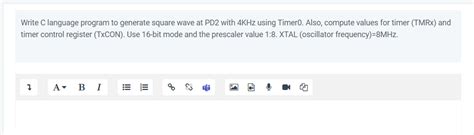 solved write c language program to generate square wave at