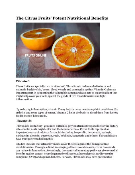 Ppt The Citrus Fruits Potent Nutritional Benefits Powerpoint