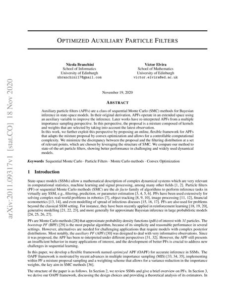 Optimized Auxiliary Particle Filters Deepai