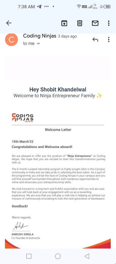 Shobit Khandelwal On Linkedin Hey Got An Offer From Coding Ninjas To