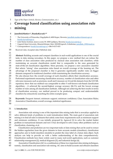 Pdf Coverage Based Classification Using Association Rule Mining