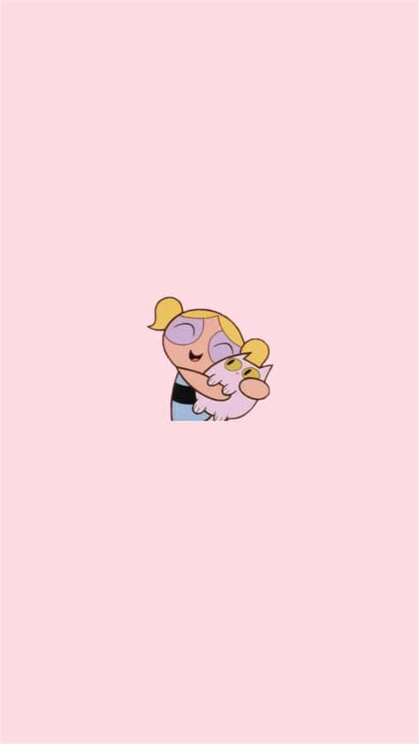 Download Free Powerpuff Girls Bubbles Cuddling A Cat Wallpaper