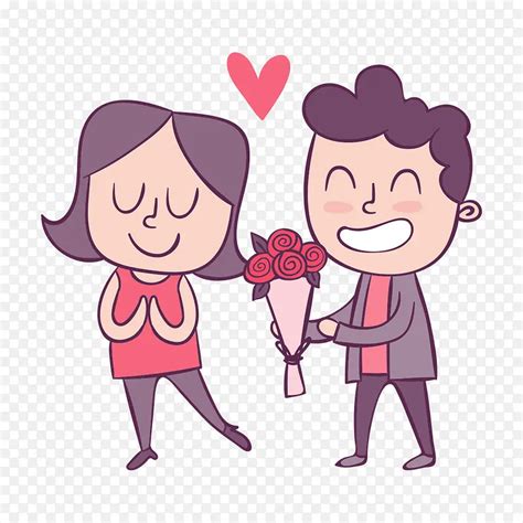 情人节甜蜜情侣送花插画png图片素材下载图片编号qjzmljmq 免抠素材网