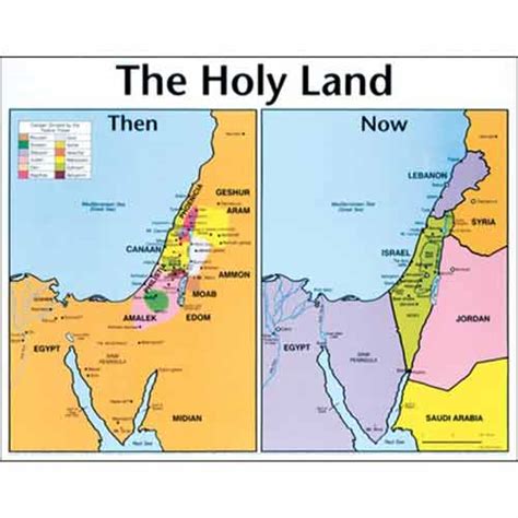 Holy Land Then And Now Relief Map Wall Chart