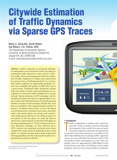 Pdf Citywide Estimation Of Traffic Dynamics Via Sparse Gps Traces