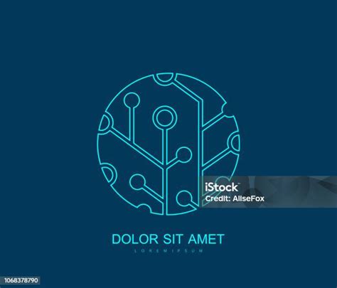 기술 회로 보드 로고 템플릿입니다 과학적인 로고 개념 아이콘 기술 벡터 기호입니다 로고에 대한 스톡 벡터 아트 및 기타 이미지