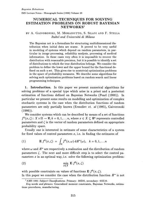 Pdf Numerical Techniques For Solving Estimation Problems On Robust