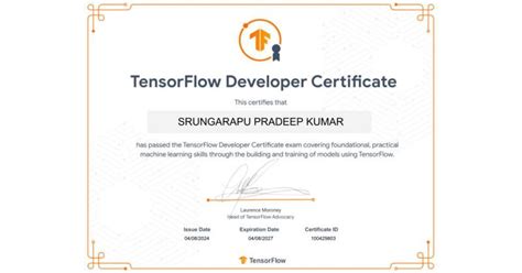 pradeep kumar on linkedin tensorflow developer certificate srungarapu pradeep kumar tensorflow