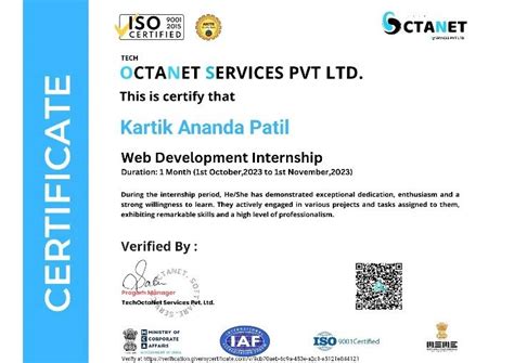Octanet Webdevelopment Kartik Patil