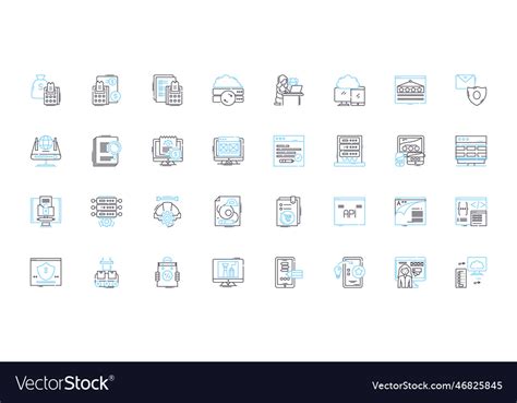 Cloud Computing Linear Icons Set Infrastructure Vector Image