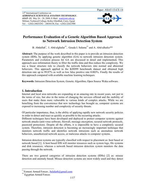 Pdf Performance Evaluation Of A Genetic Algorithm Based Approach To Network Intrusion