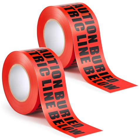 Pushglossy 2 Rolls Underground Buried Electrical Line Caution Tape 3