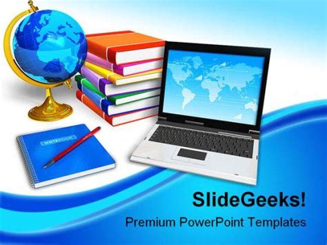 Laptop And Books Education PowerPoint Backgrounds And Templates Presentation PowerPoint